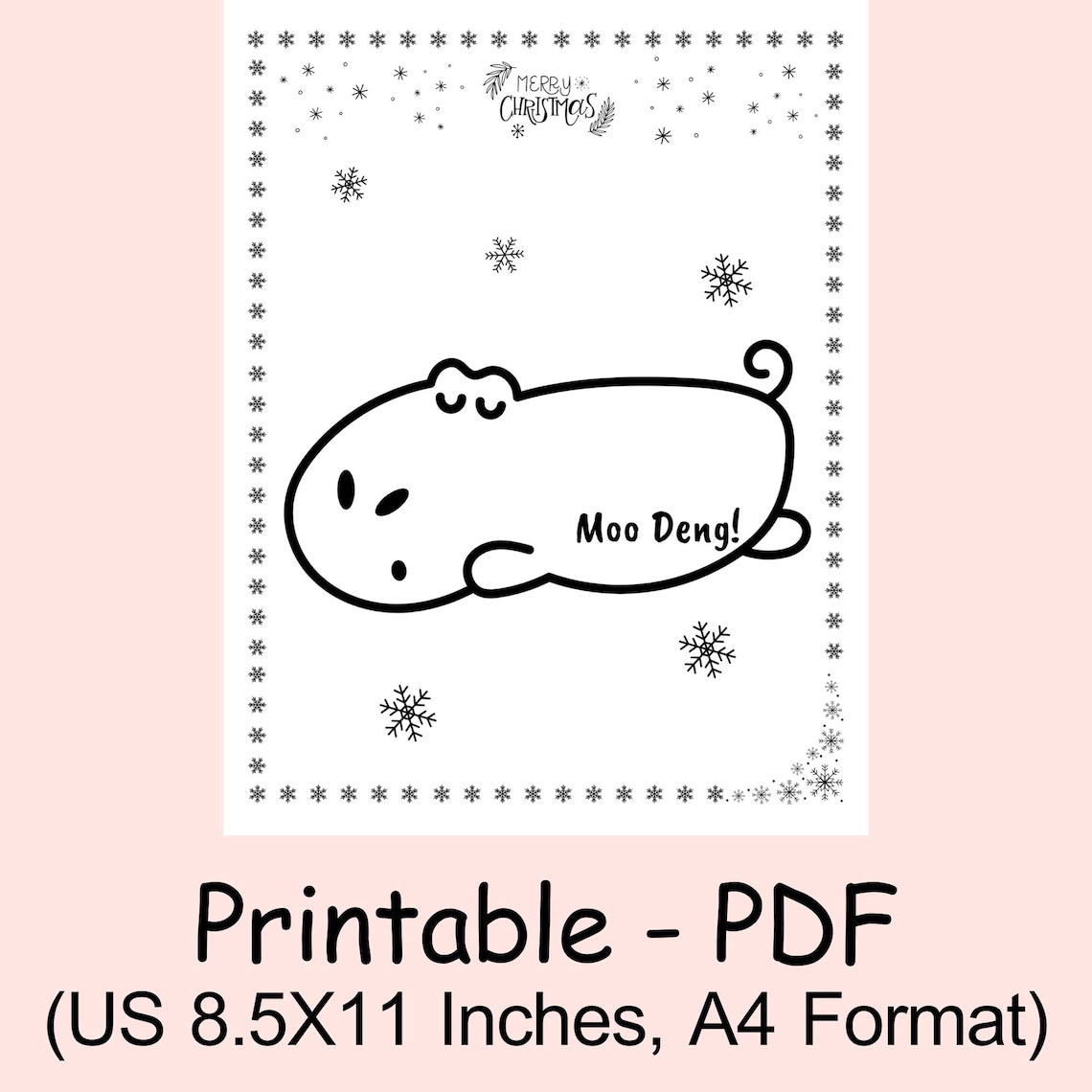 Moo Deng Hippo Coloring Pages for Kids and Preschoolers, Bold and Easy ...