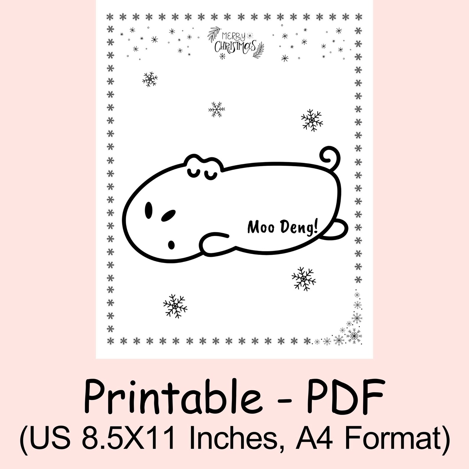 Moo Deng Hippo Coloring Pages for Kids and Preschoolers, Bold and Easy ...