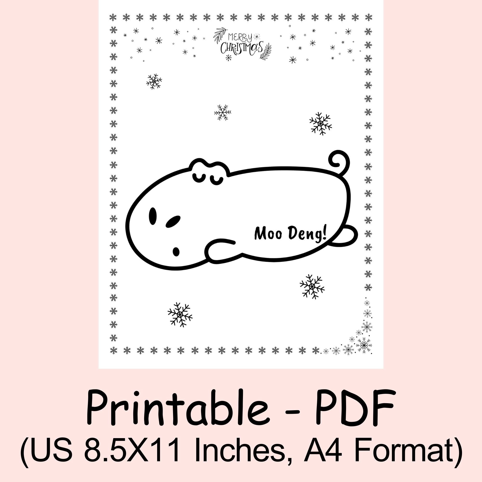 Moo Deng Hippo Coloring Pages for Kids and Preschoolers, Bold and Easy ...