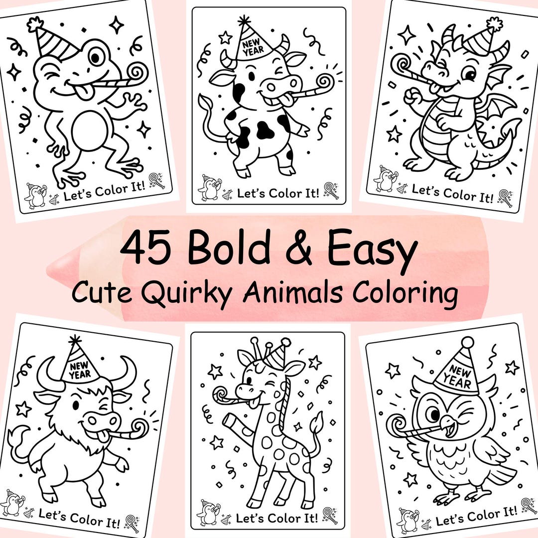 Quirky Animal Coloring Book, Clean Line Art for Kids, Simple, Fun ...