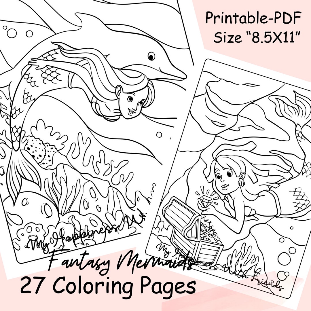 27 Mermaids Coloring Pages for Girls, Kids and Adults, Mermaid Castle ...