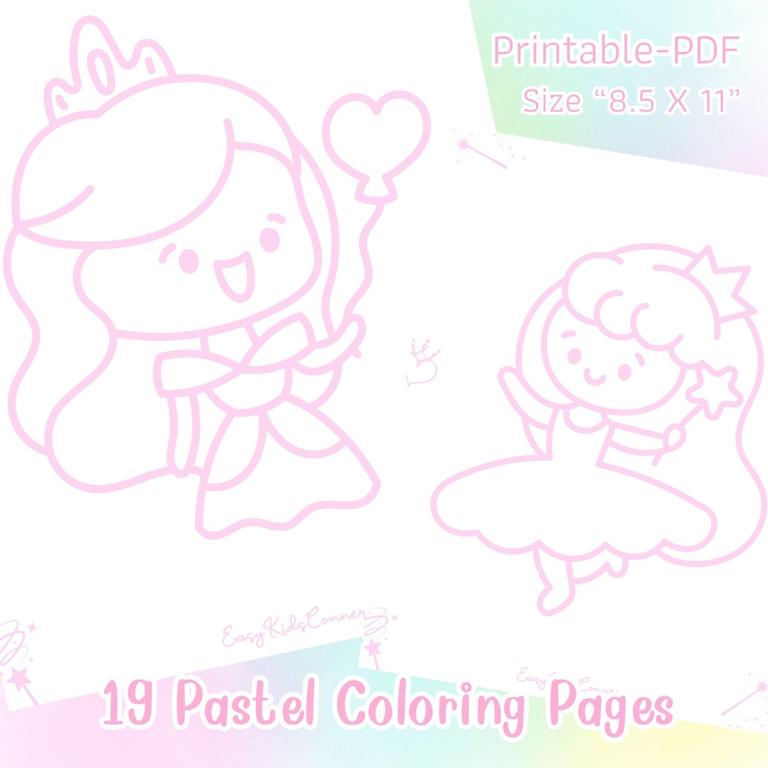 Princess Coloring Pages for Girls and Kids, Cute & Easy Designs, Pink ...