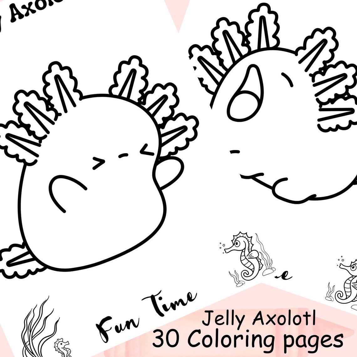 Cute Axolotl Coloring Page, Printable Coloring Sheets for Kindergarten ...