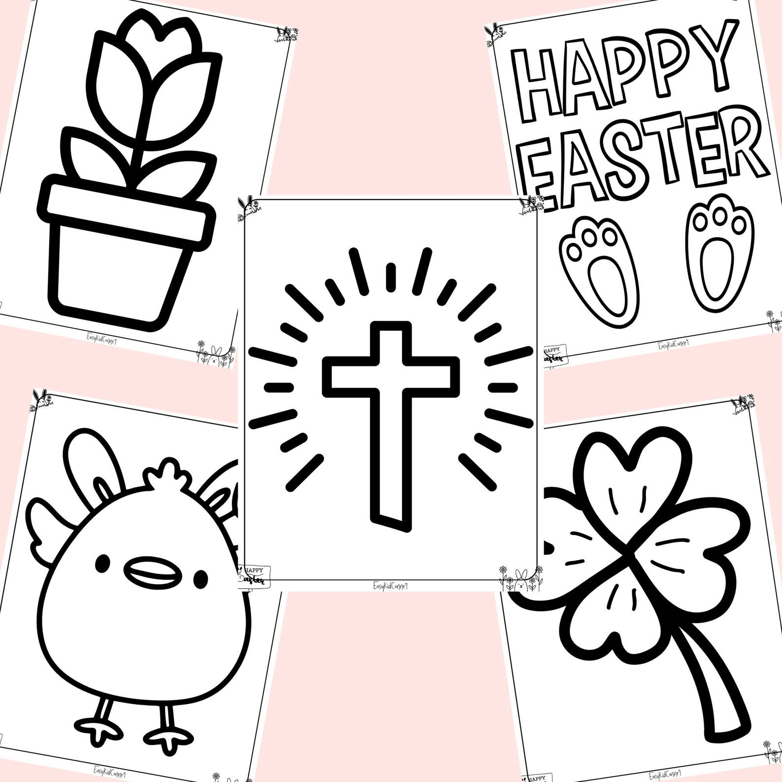 200 Easy Easter Coloring Pages for Toddlers and Kids, Printable Bold ...