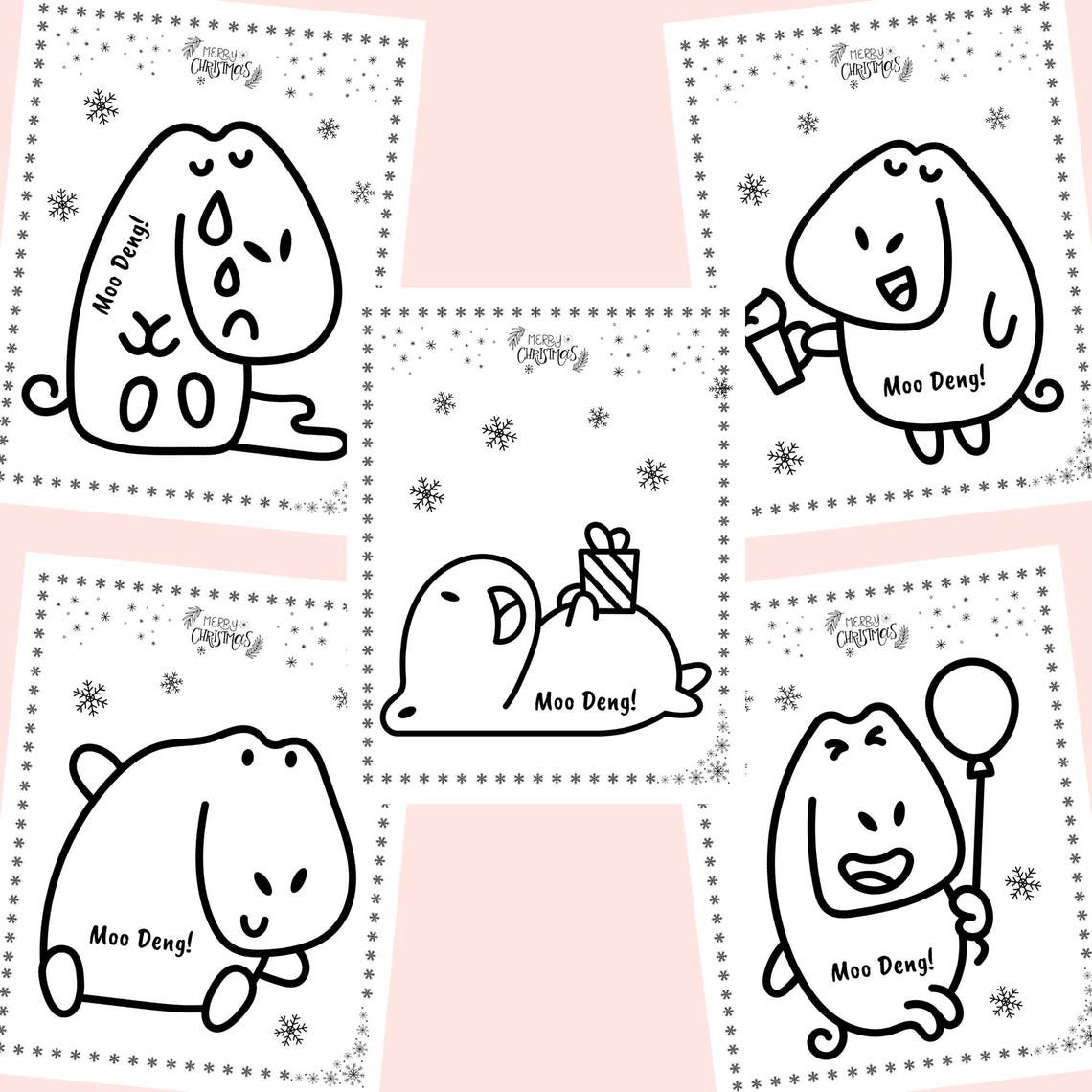 Moo Deng Hippo Coloring Pages for Kids and Preschoolers, Bold and Easy ...