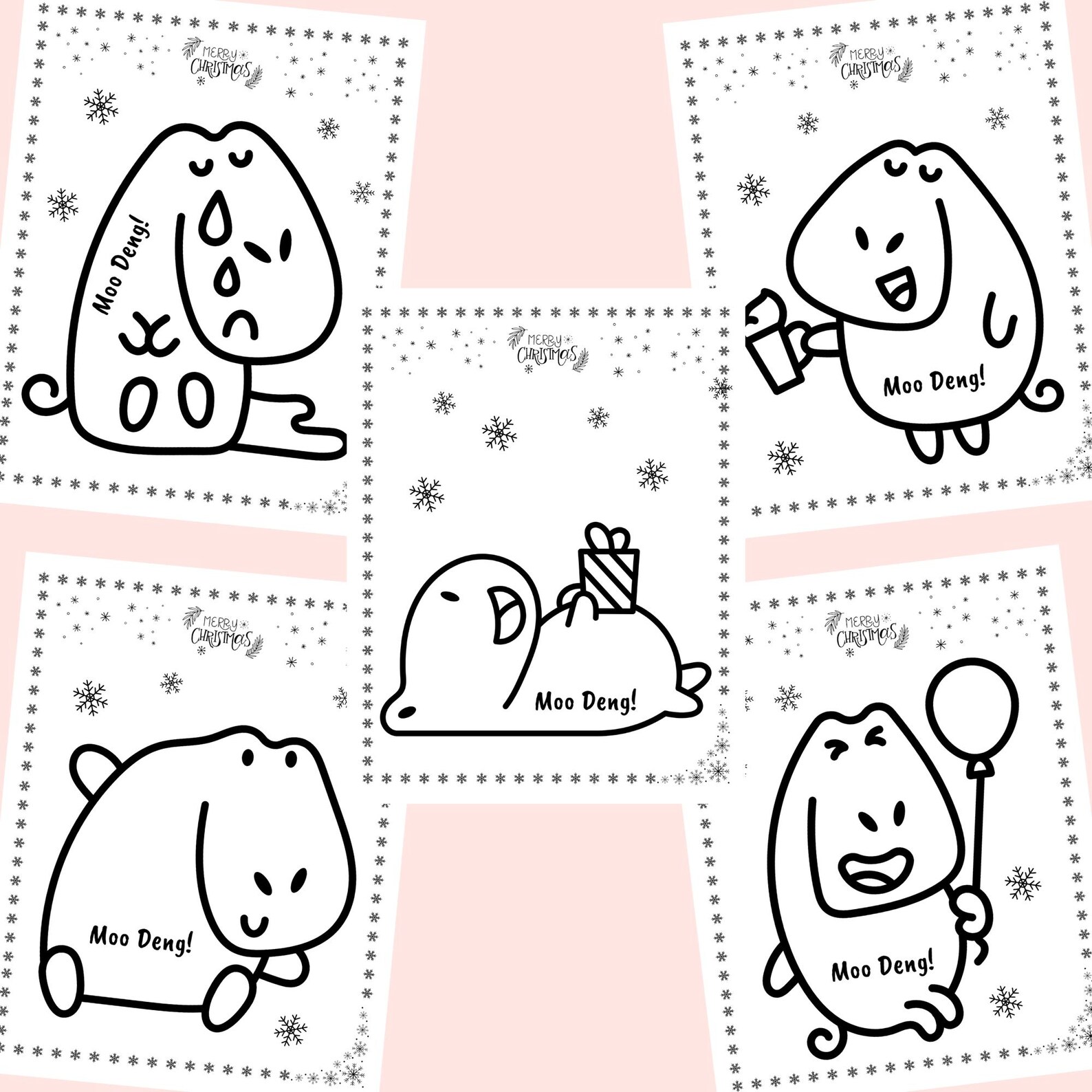Moo Deng Hippo Coloring Pages for Kids and Preschoolers, Bold and Easy ...