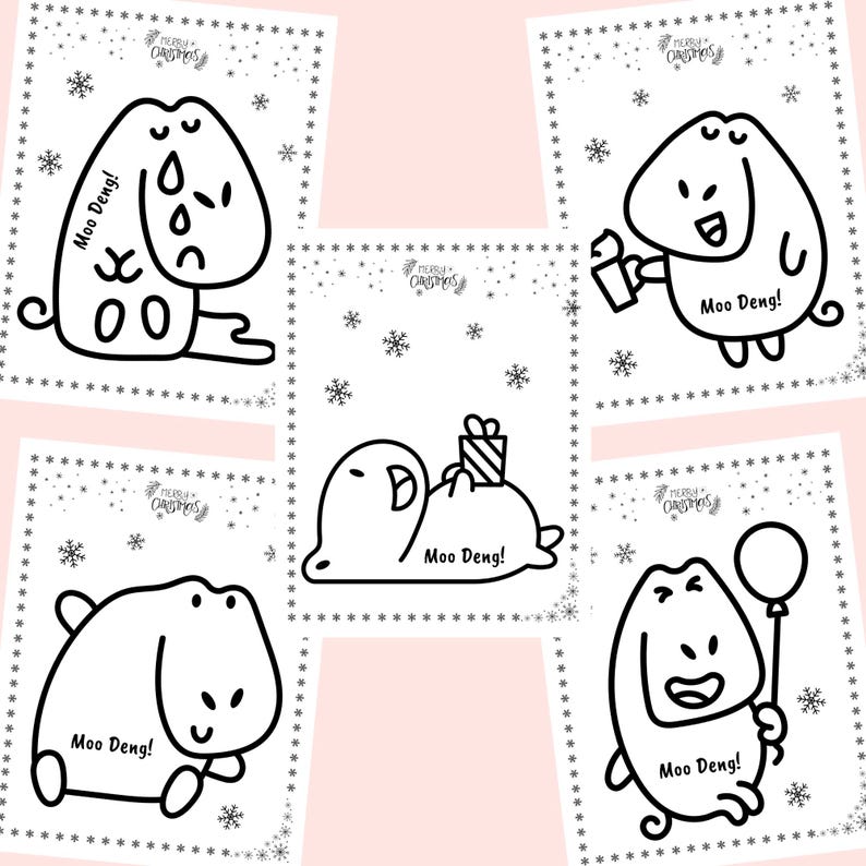 Moo Deng Hippo Coloring Pages for Kids and Preschoolers, Bold and Easy ...