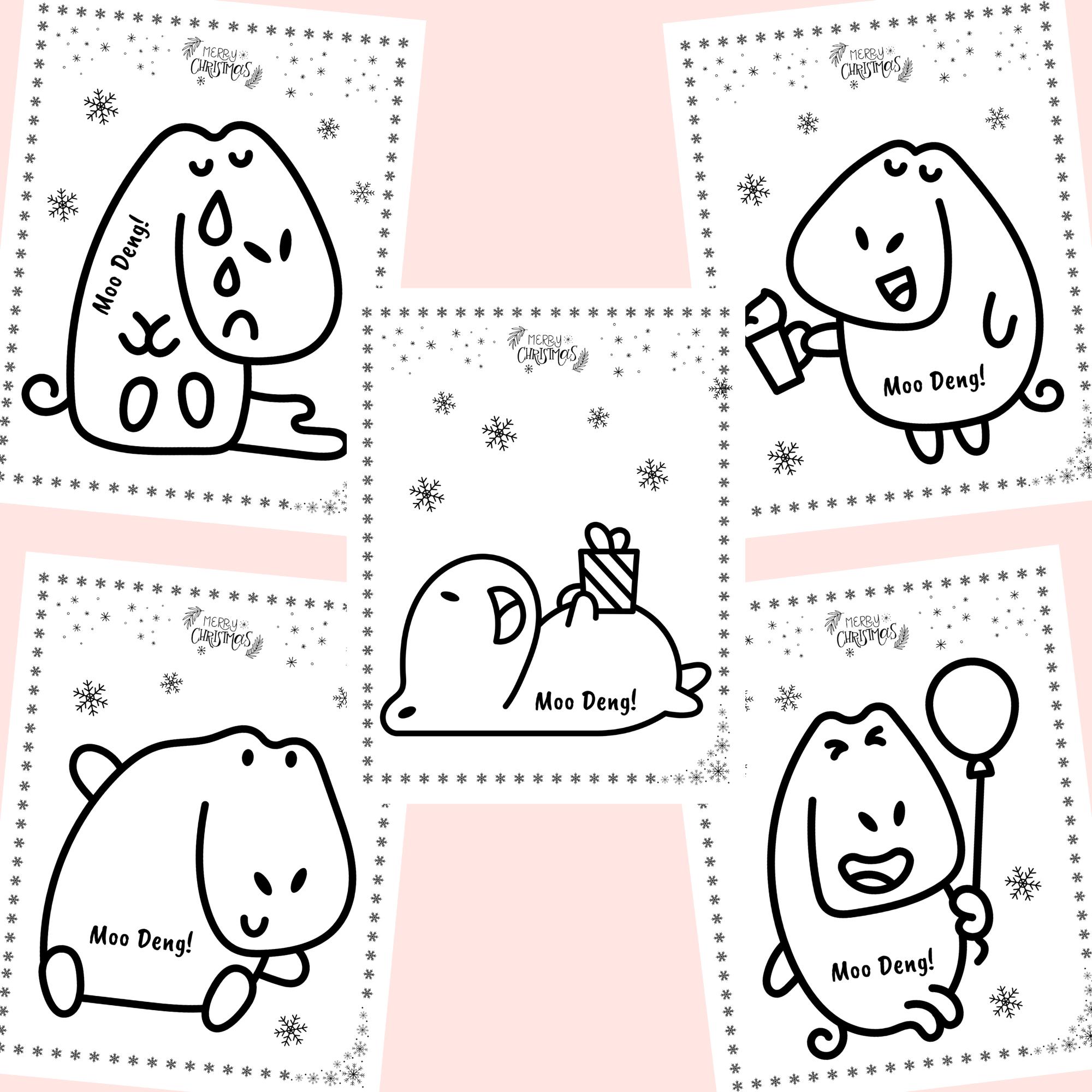 Moo Deng Hippo Coloring Pages for Kids and Preschoolers, Bold and Easy ...