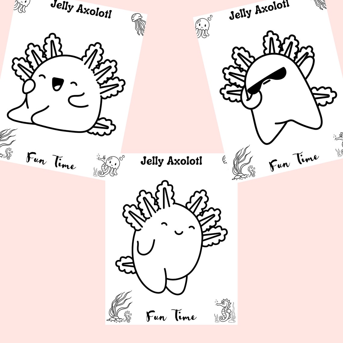 Cute Axolotl Coloring Page, Printable Coloring Sheets for Kindergarten ...