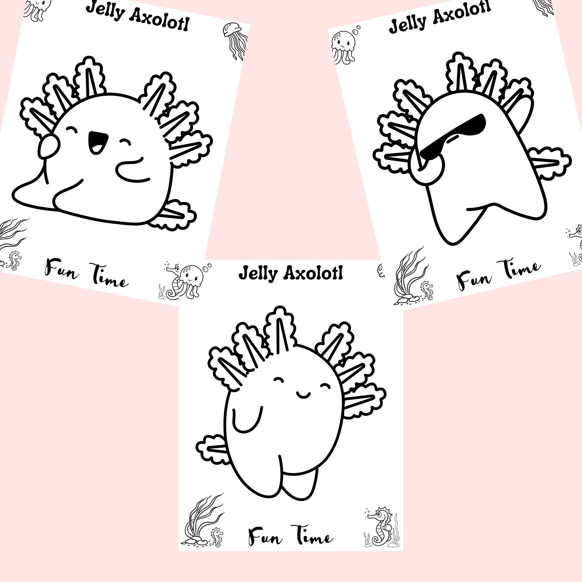 Cute Axolotl Coloring Page, Printable Coloring Sheets for Kindergarten ...
