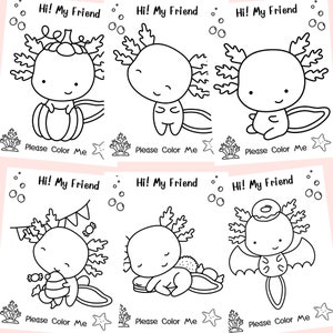 Cute Axolotl Coloring Page, Printable Coloring Sheets for Kindergarten ...