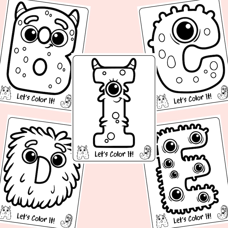 ABC Alphabet Coloring Pages for Preschool and Baby Shower, Bold and ...