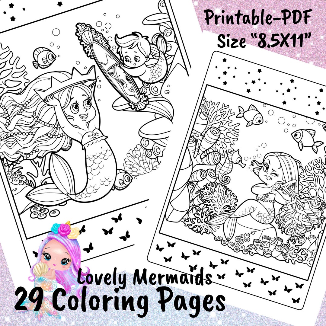29 Mermaids Coloring Pages for Girls, Kids and Adults, Mermaid Castle ...