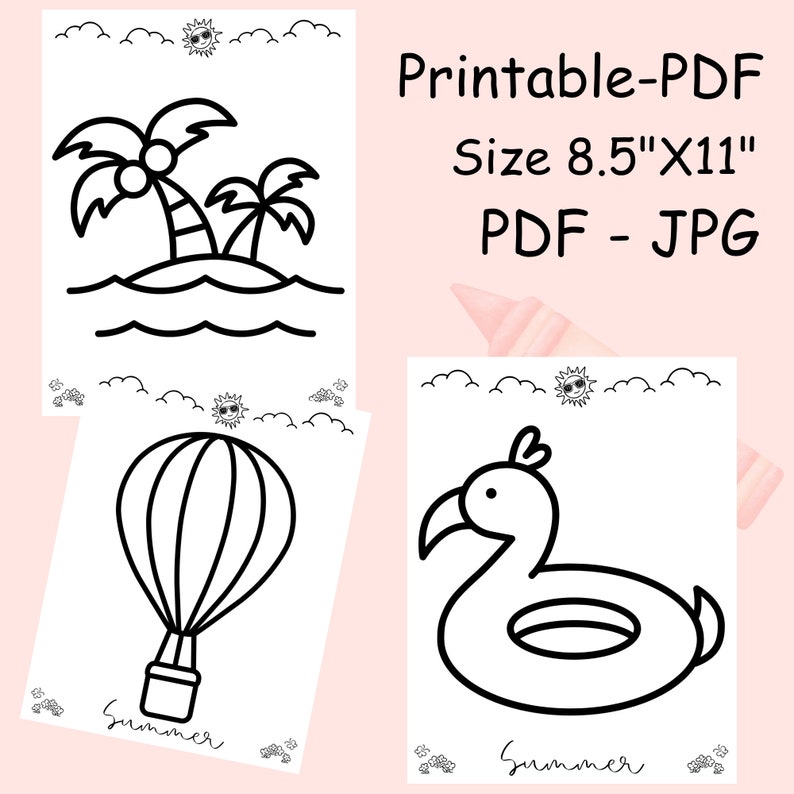 48 Groovy Summer Coloring Pages for Kids, Printable Bold and Easy ...