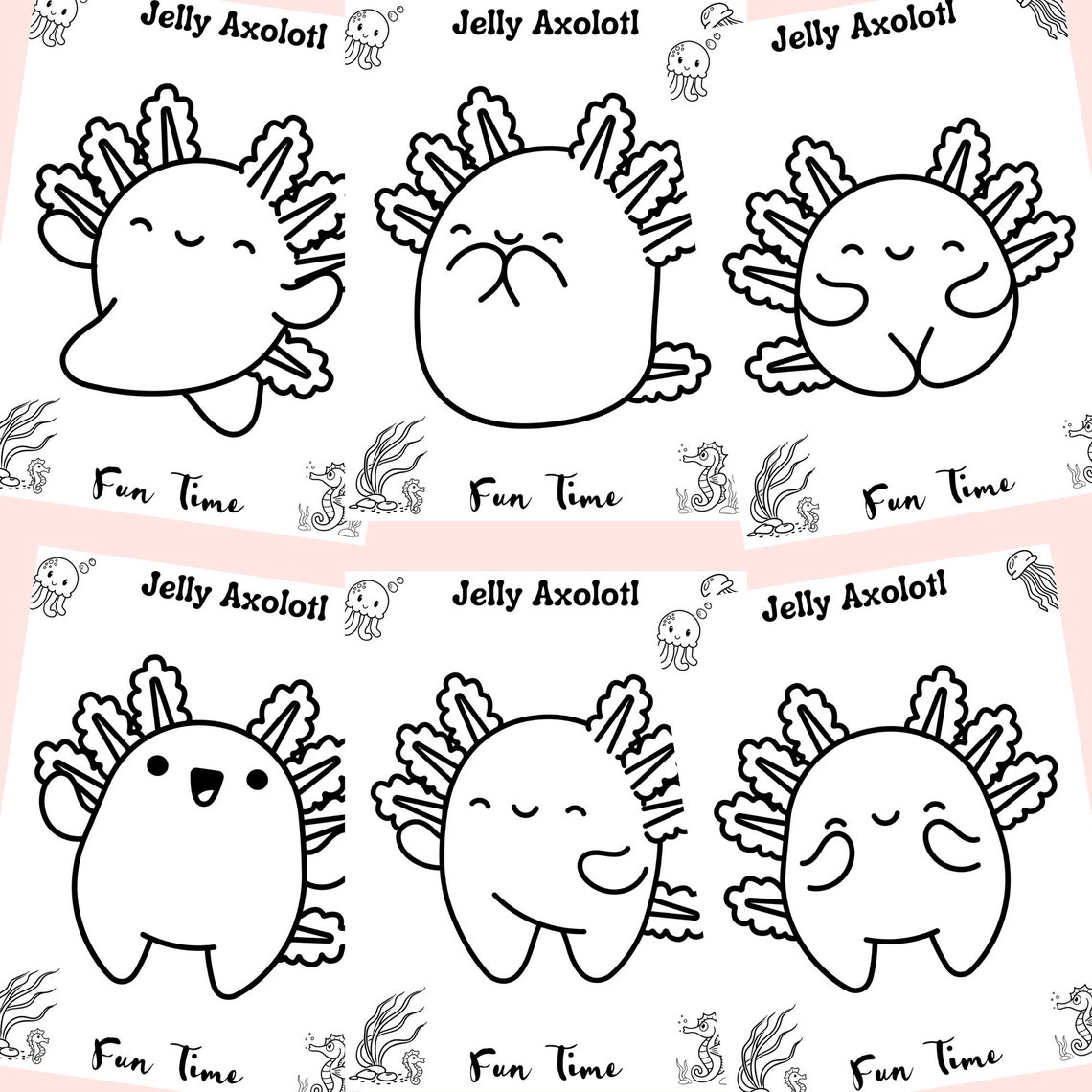 Cute Axolotl Coloring Page, Printable Coloring Sheets for Kindergarten ...