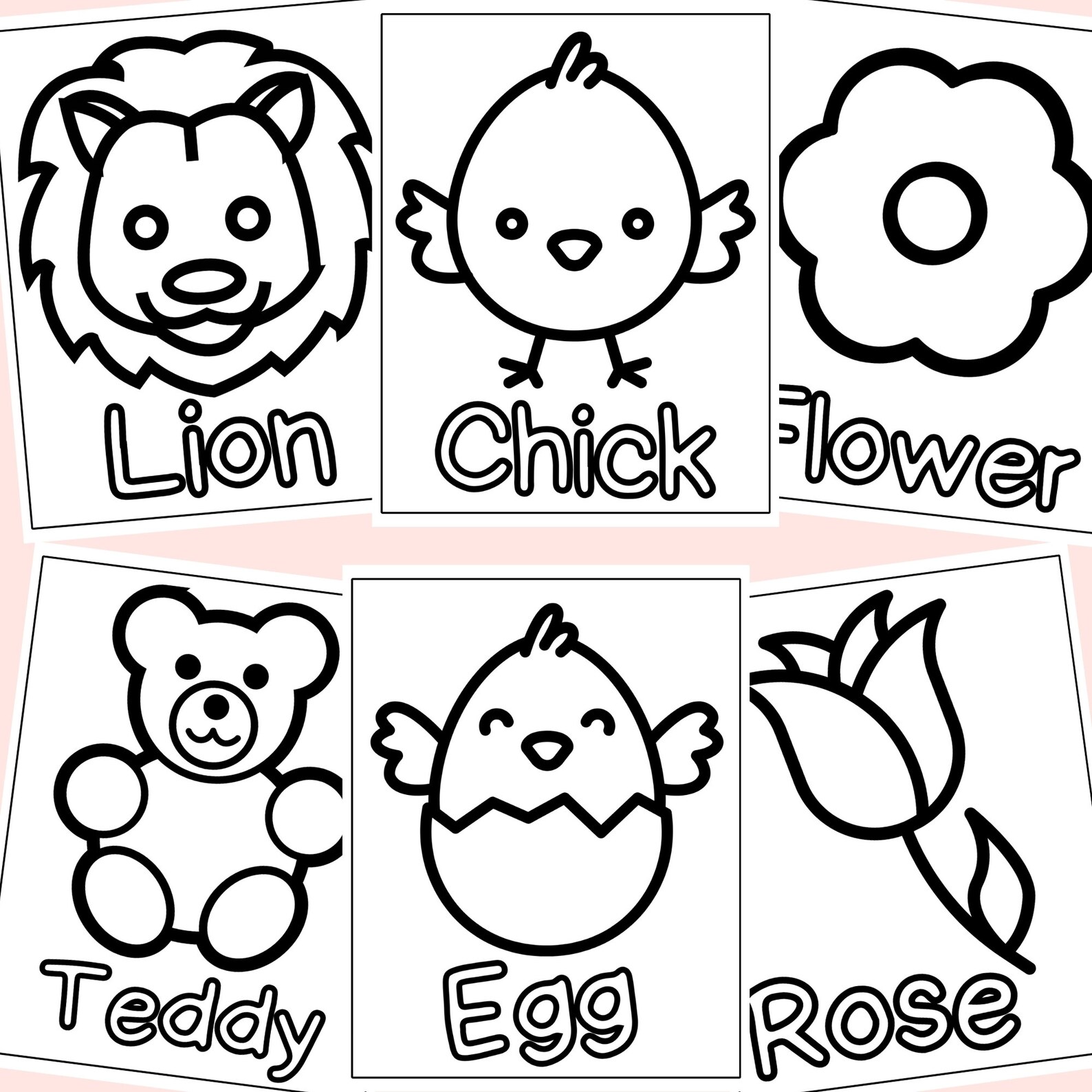 40 Simple Words Coloring Pages for Kids, Printable Bold and Easy ...