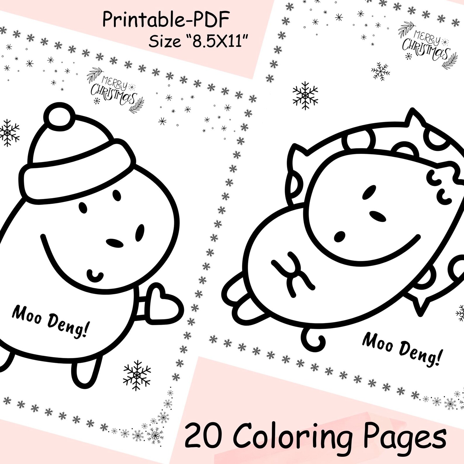 Moo Deng Hippo Coloring Pages for Kids and Preschoolers, Bold and Easy ...
