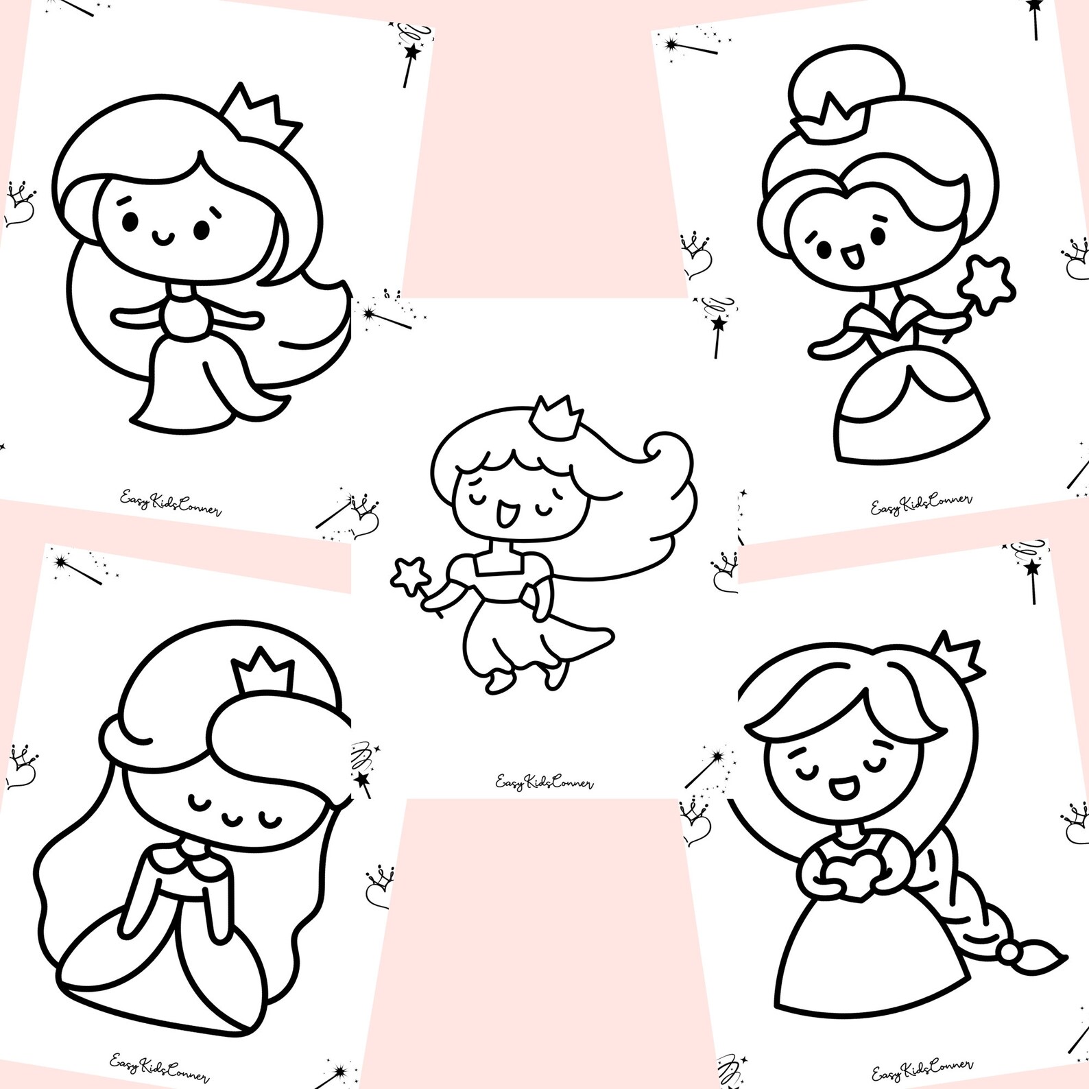 Princess Coloring Pages for Girls and Kids, Cute & Easy Designs ...