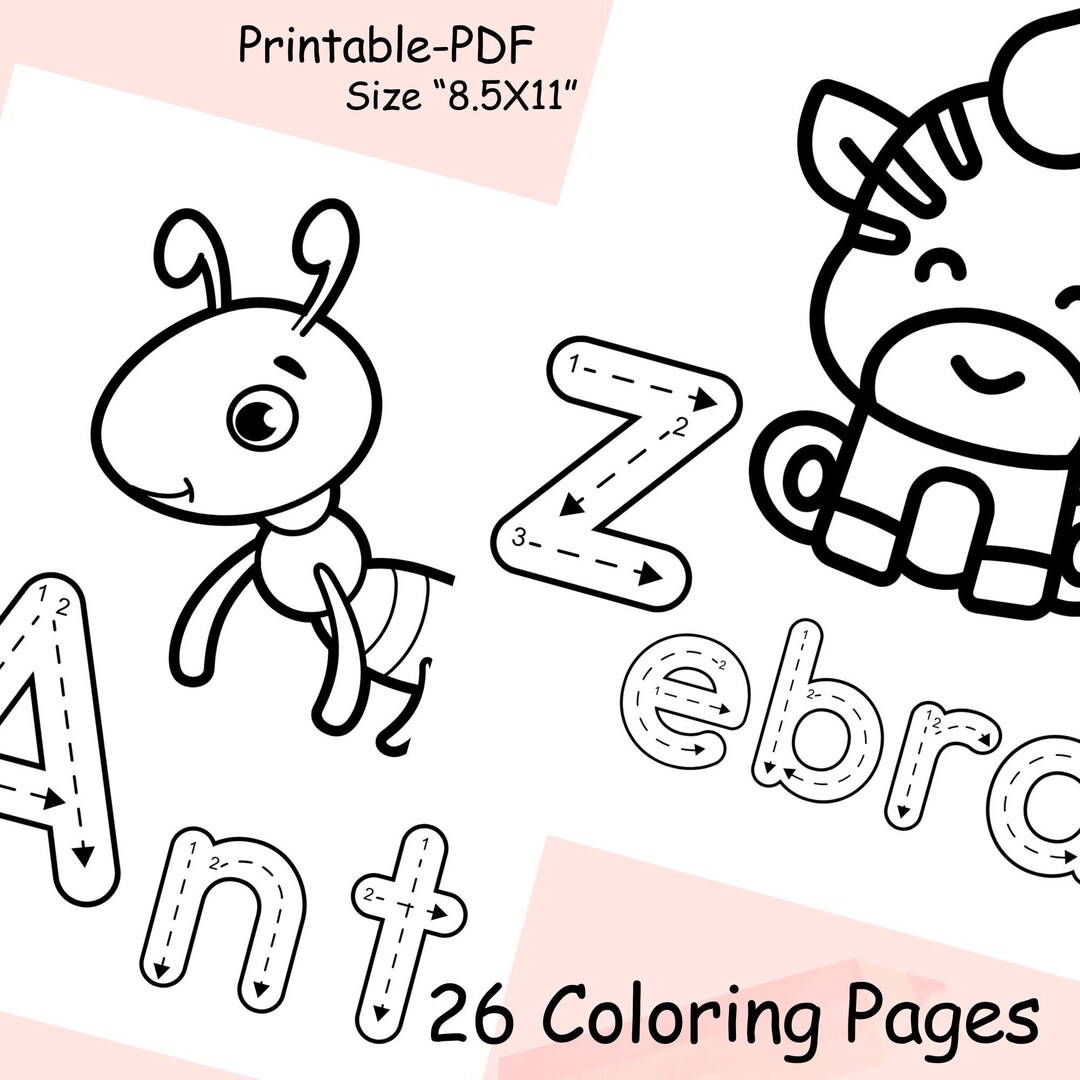 Alphabet ABC Coloring Book, Trace Letters A-Z Coloring Book ...