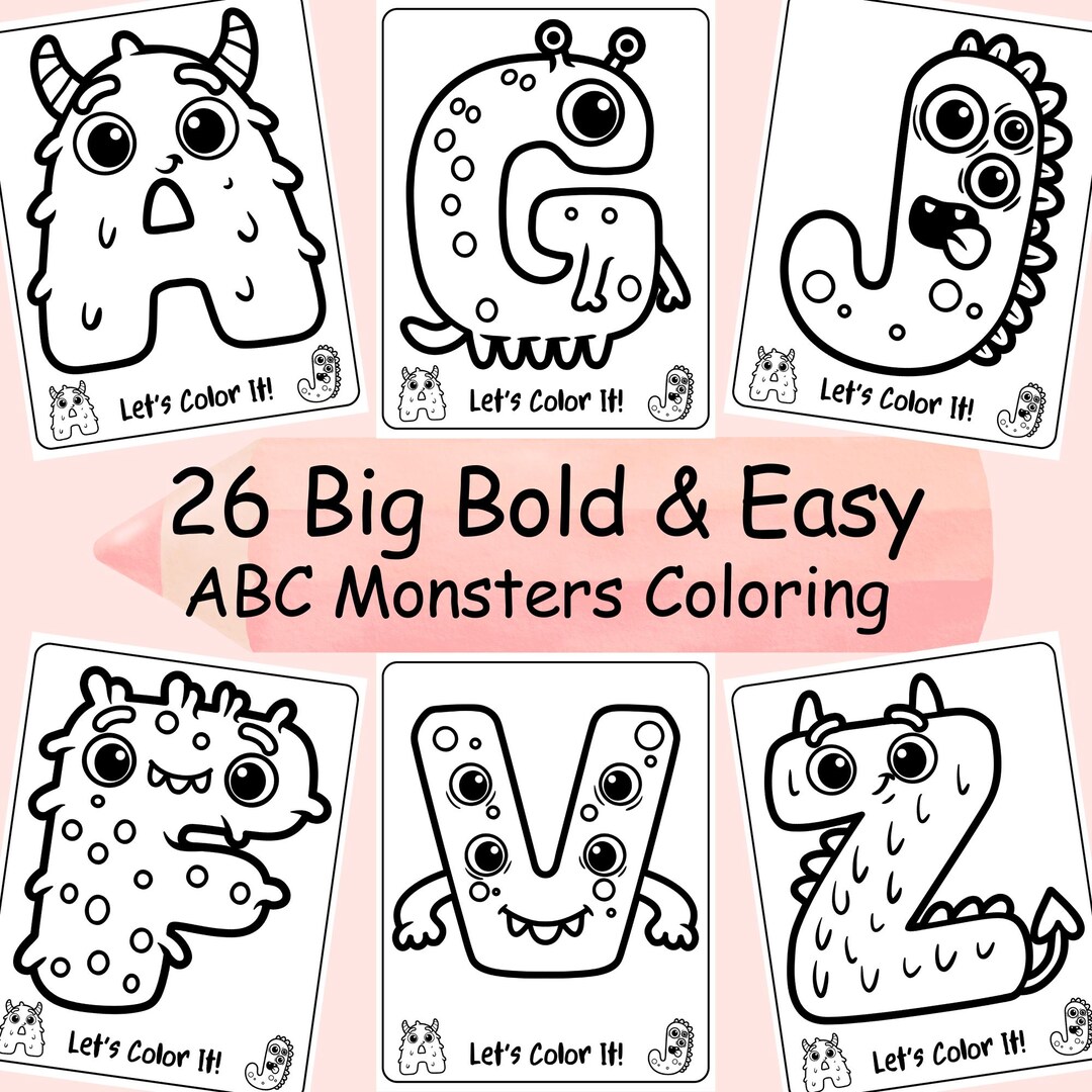 ABC Alphabet Coloring Pages for Preschool and Baby Shower, Bold and ...