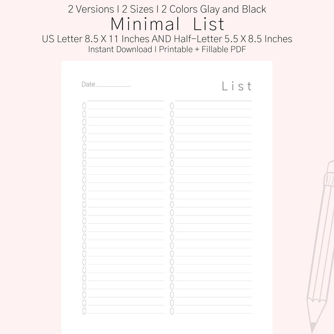 List to Do, Check Printable, to Do List Minimalist, Basic Task List ...