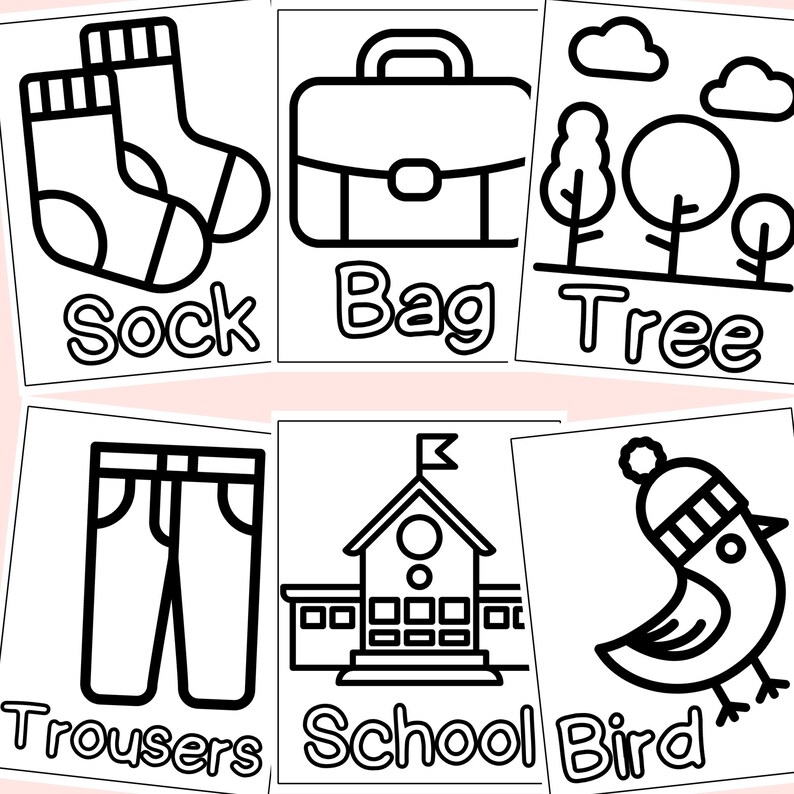 40 Simple Words Coloring Pages for Kids, Printable Bold and Easy ...