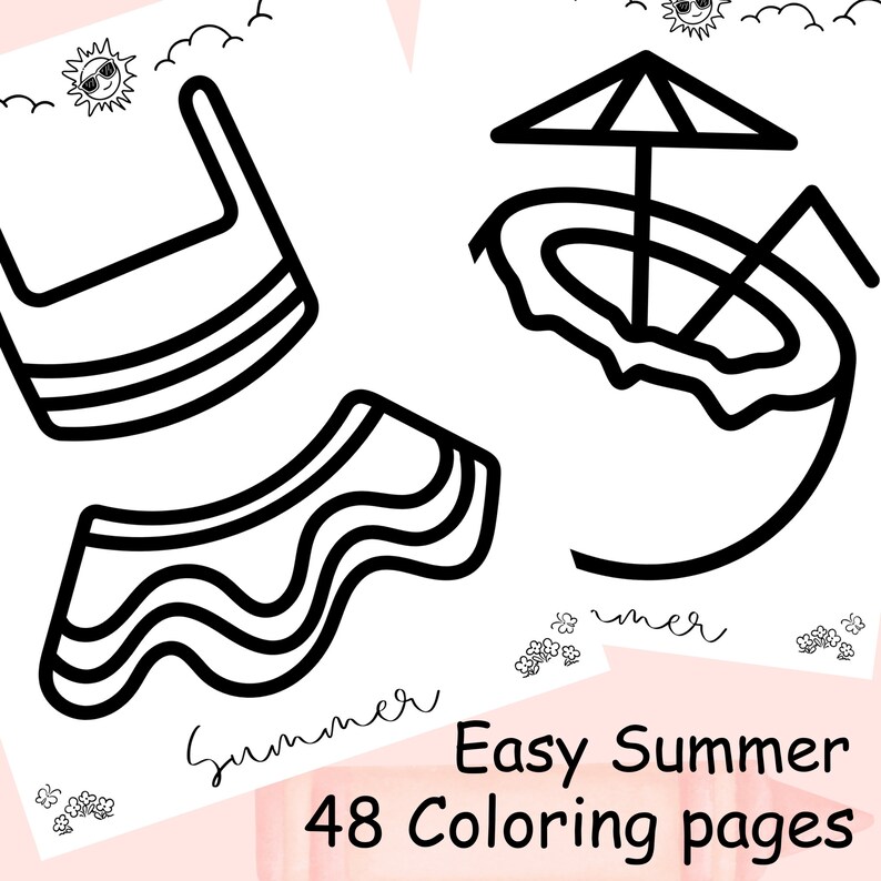48 Groovy Summer Coloring Pages for Kids, Printable Bold and Easy ...