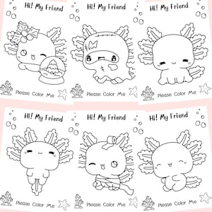 Cute Axolotl Coloring Page, Printable Coloring Sheets for Kindergarten ...