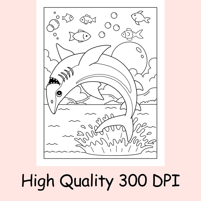 Under the Sea Animals Coloring Pages for Kids and Boys, Hunter Shark ...