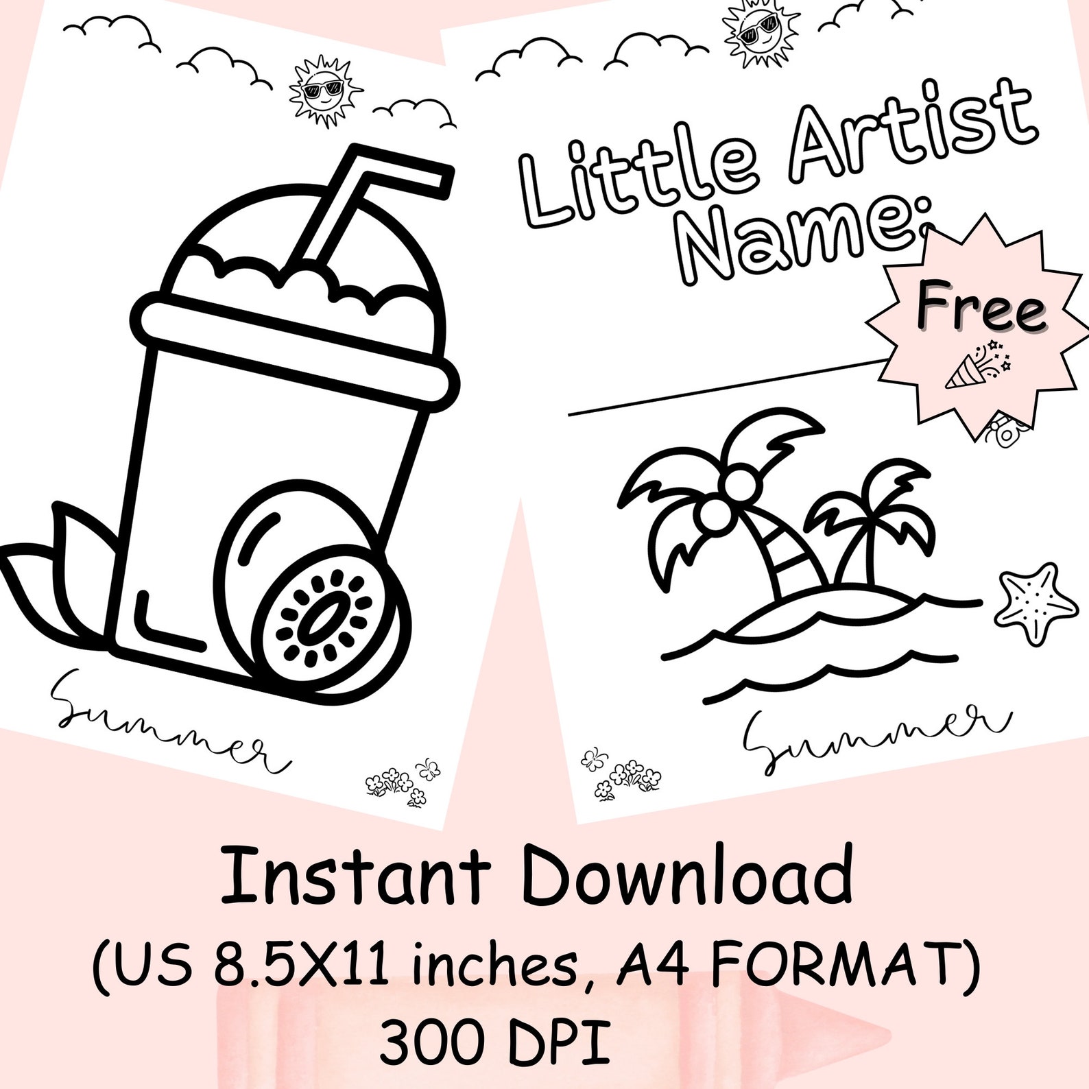 48 Groovy Summer Coloring Pages for Kids, Printable Bold and Easy ...