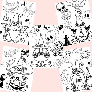 Gnome Coloring Pages, Spooky Halloween Coloring Book for Kids, Coloring ...