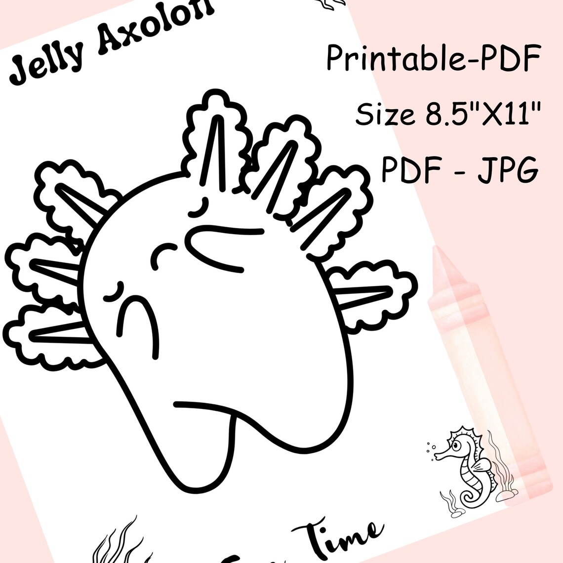 Cute Axolotl Coloring Page, Printable Coloring Sheets for Kindergarten ...