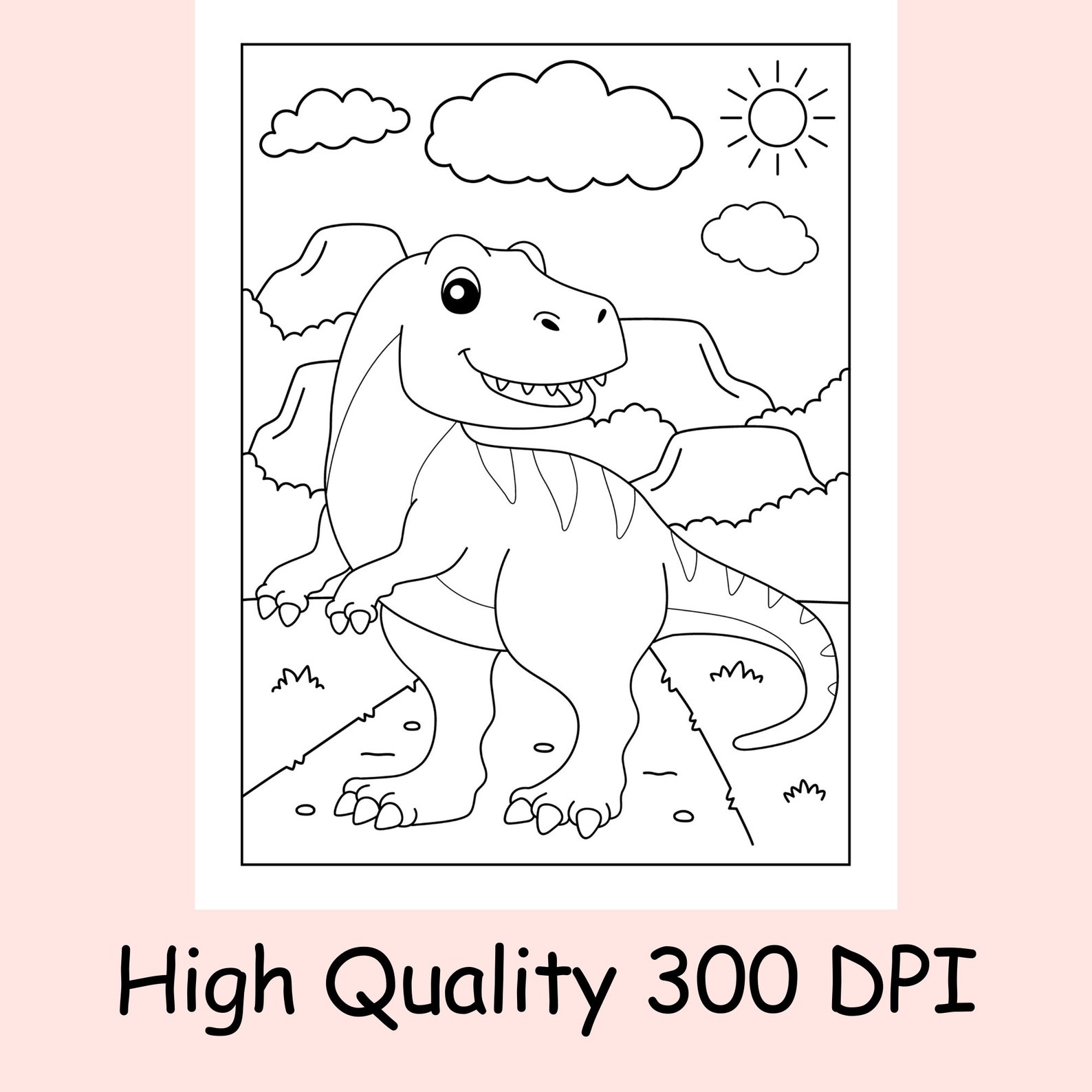 Dinosaur Coloring Pages for Kids, Plain and Easy Designs, Dinosaur ...