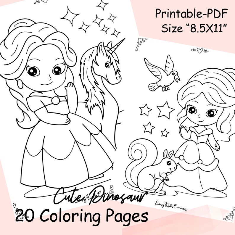 Princess Coloring Pages for Girls and Kids, Cute & Easy Designs ...