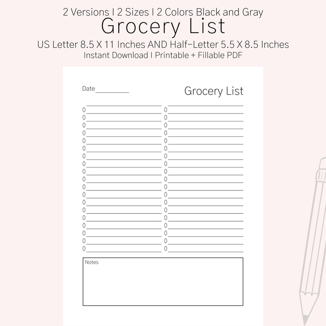 Grocery List Printable, Weekly Meal Plan Printable, Meal Plan Printable ...