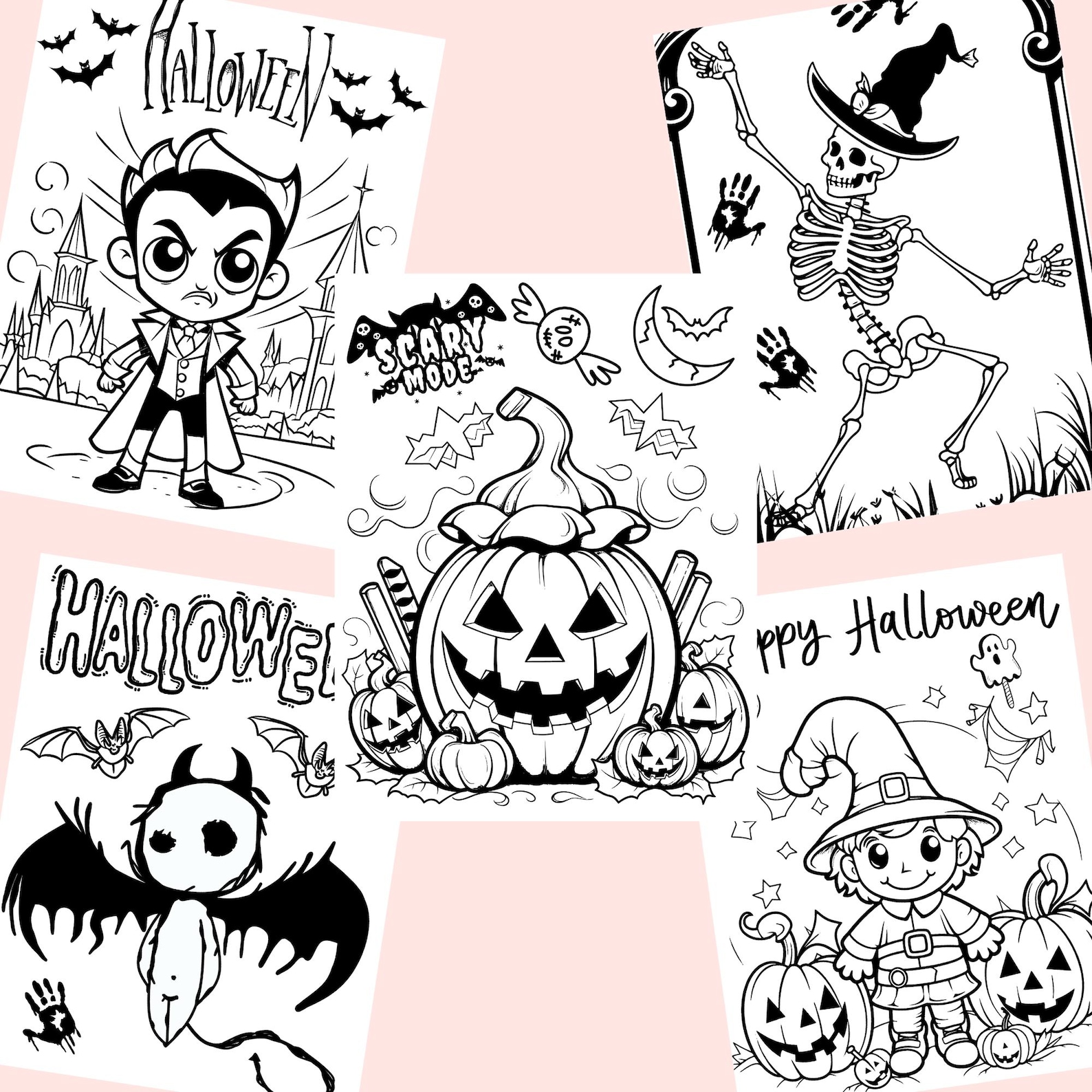 Spooky Halloween Coloring Book for Kids, Witch Coloring Pages Printable ...