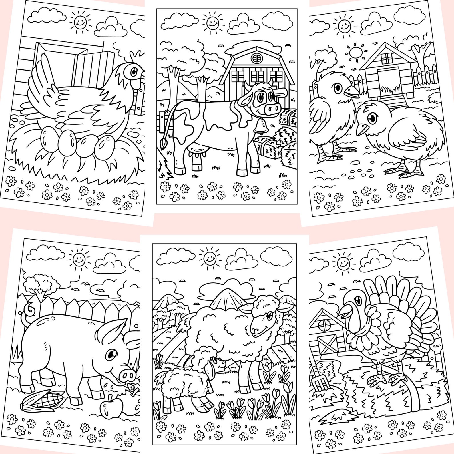 Farm Animals Coloring Pages, Coloring Pages Animals for Kids, Learning ...