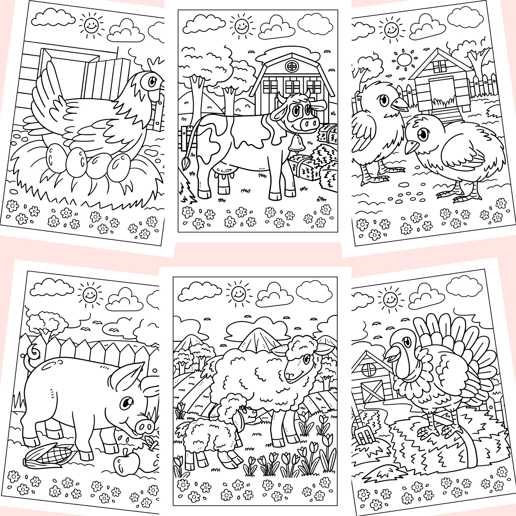 Farm Animals Coloring Pages, Coloring Pages Animals for Kids, Learning ...