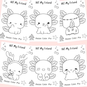 Cute Axolotl Coloring Page, Printable Coloring Sheets for Kindergarten ...