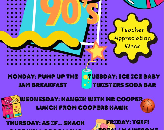 90s Teacher Appreciation Flyer - Etsy