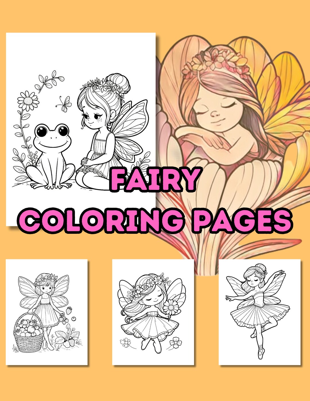 10 Fairy Themed Coloring Pages for Download and Print 8.5 X 11 - Etsy ...
