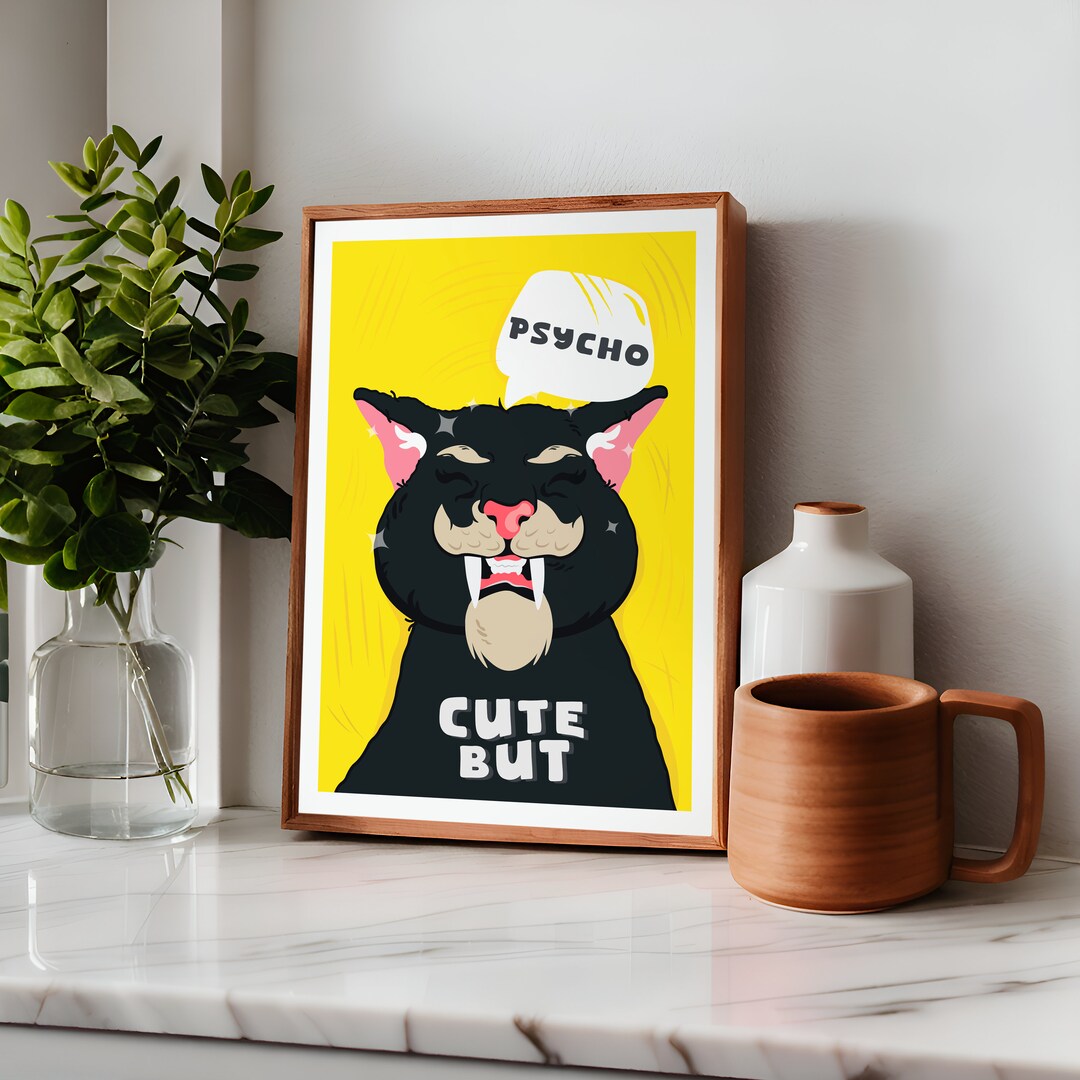 Funny Cat Poster/cat Illustration/kitten Poster/cute Cat/wall Art ...