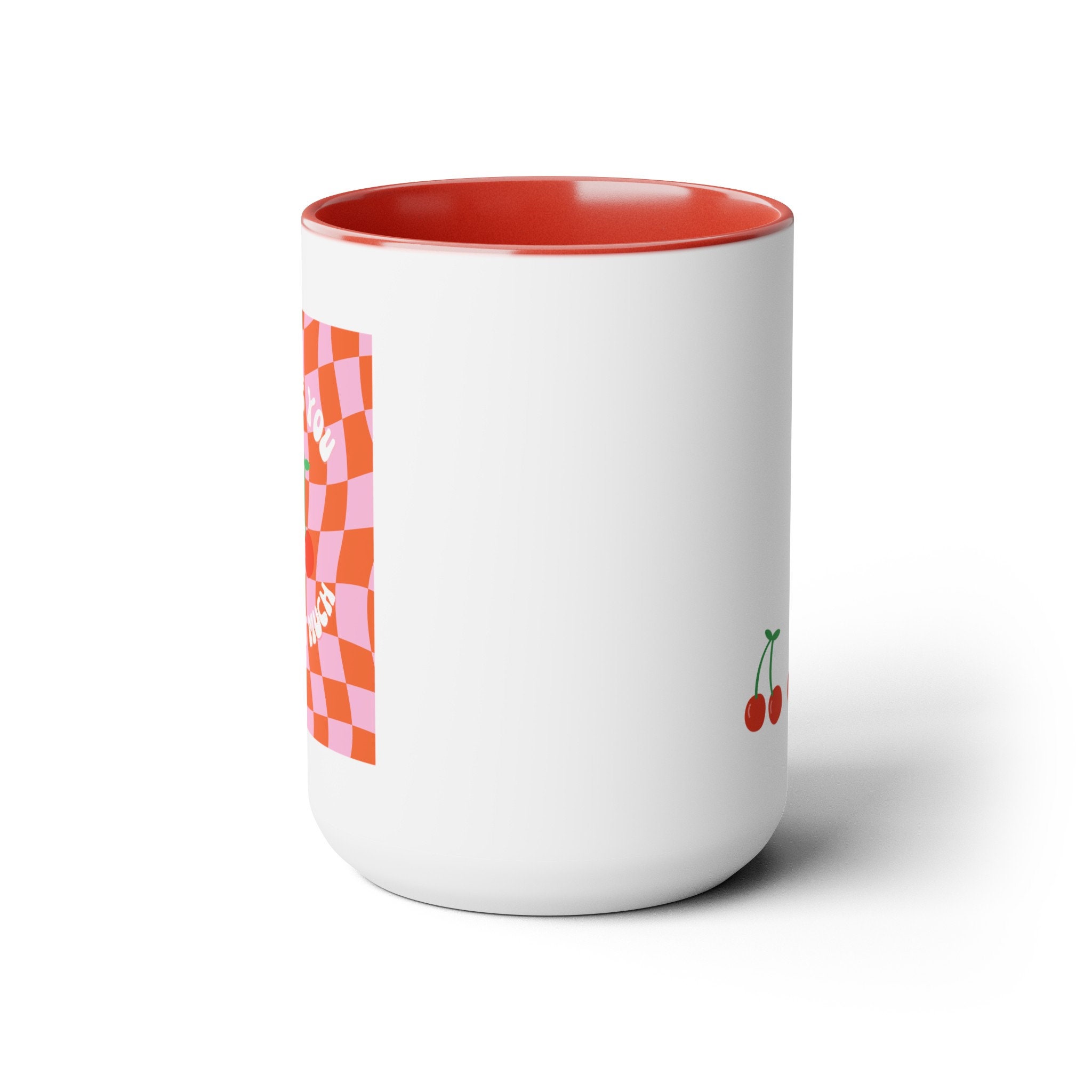 Cute Retro Cherry Mug, Checkered Vintage Mug, I Love You Cherry Much ...