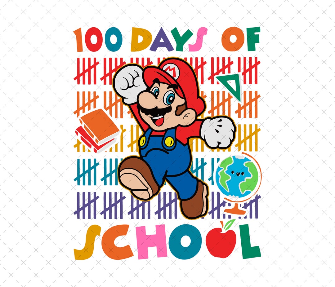 Mario Png, Mario 100 Days of School Png, School Png, Teacher Png, Happy ...
