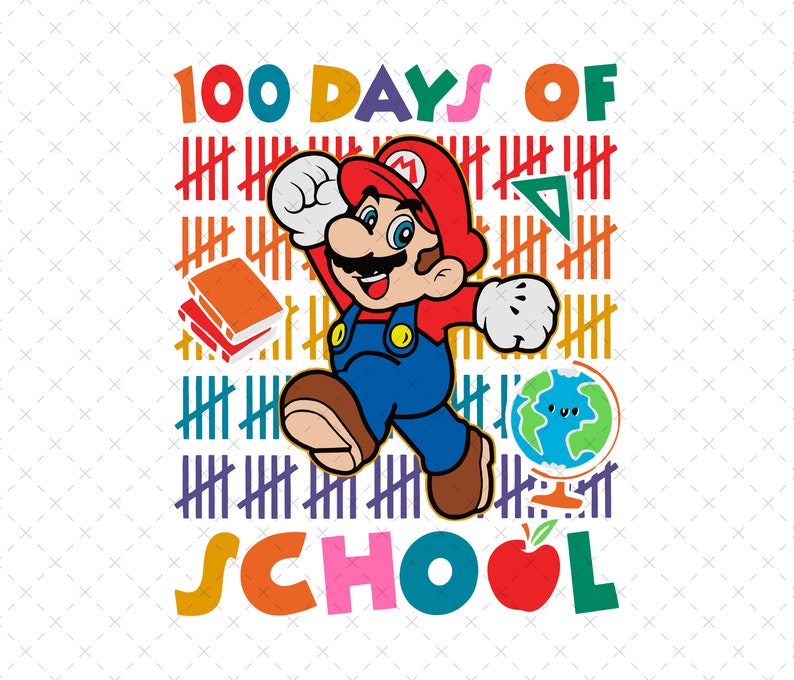 Mario Png, Mario 100 Days of School Png, School Png, Teacher Png, Happy ...