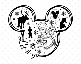 Let It Go Svg, Elsa Svg, Snowflake Svg, , Mouse Ears Svg, Frozen Svg ...