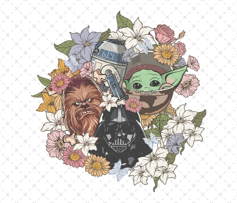 Retro Star Wars Png, Star Wars Png, Floral Star Wars Png, Star Wars ...