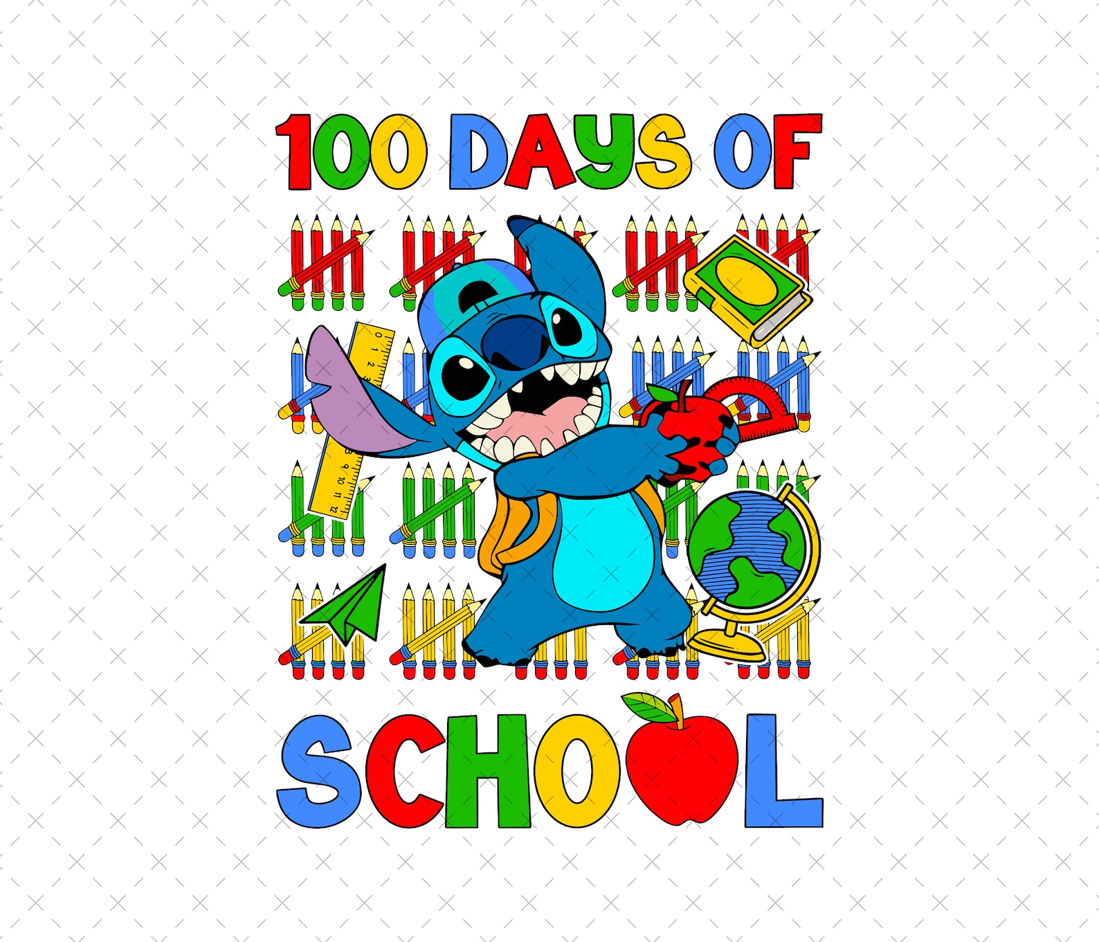 Stitch Png, Stitch 100 Days of School Png, School Png, Teacher Png ...