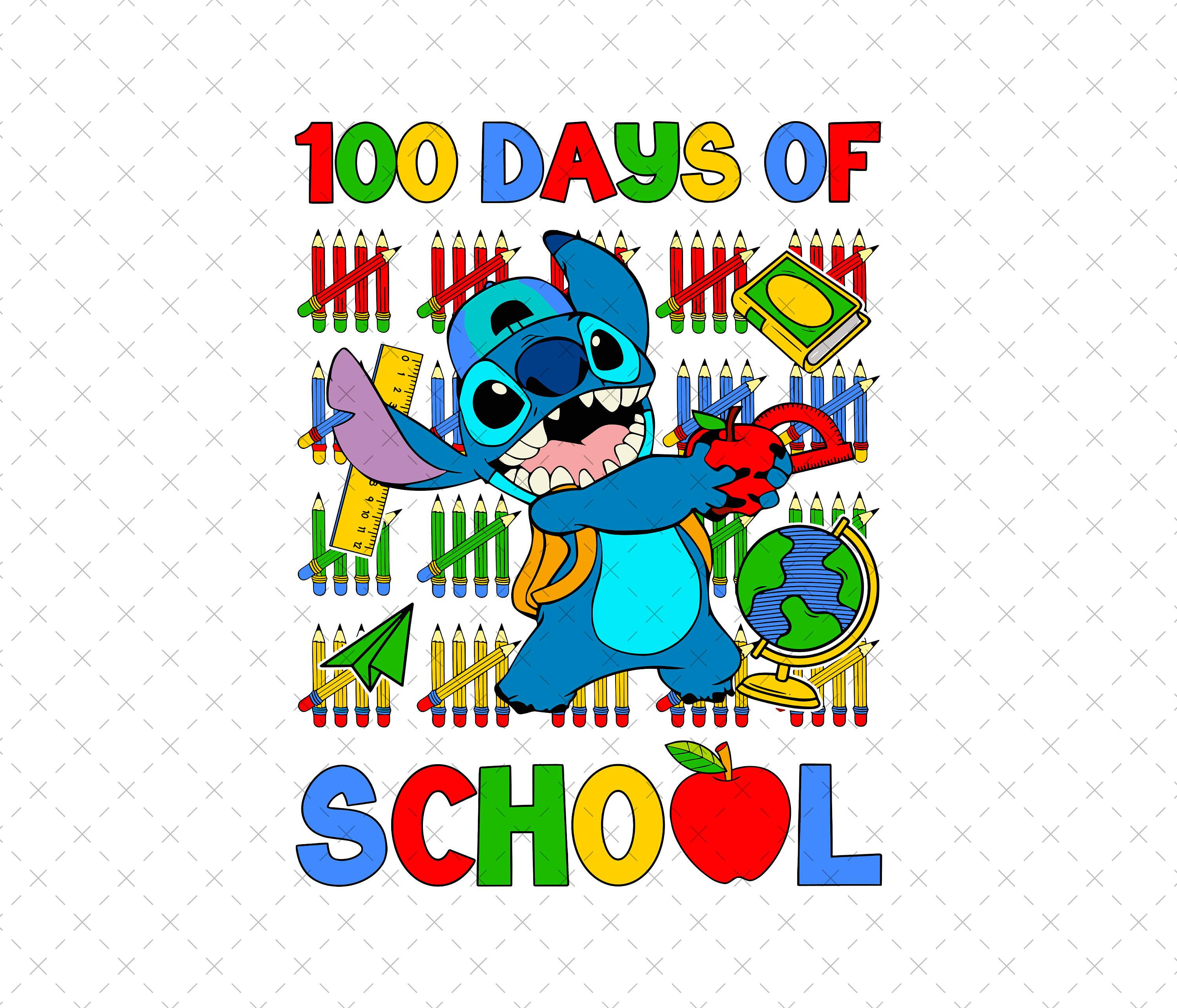 Stitch Png, Stitch 100 Days of School Png, School Png, Teacher Png ...