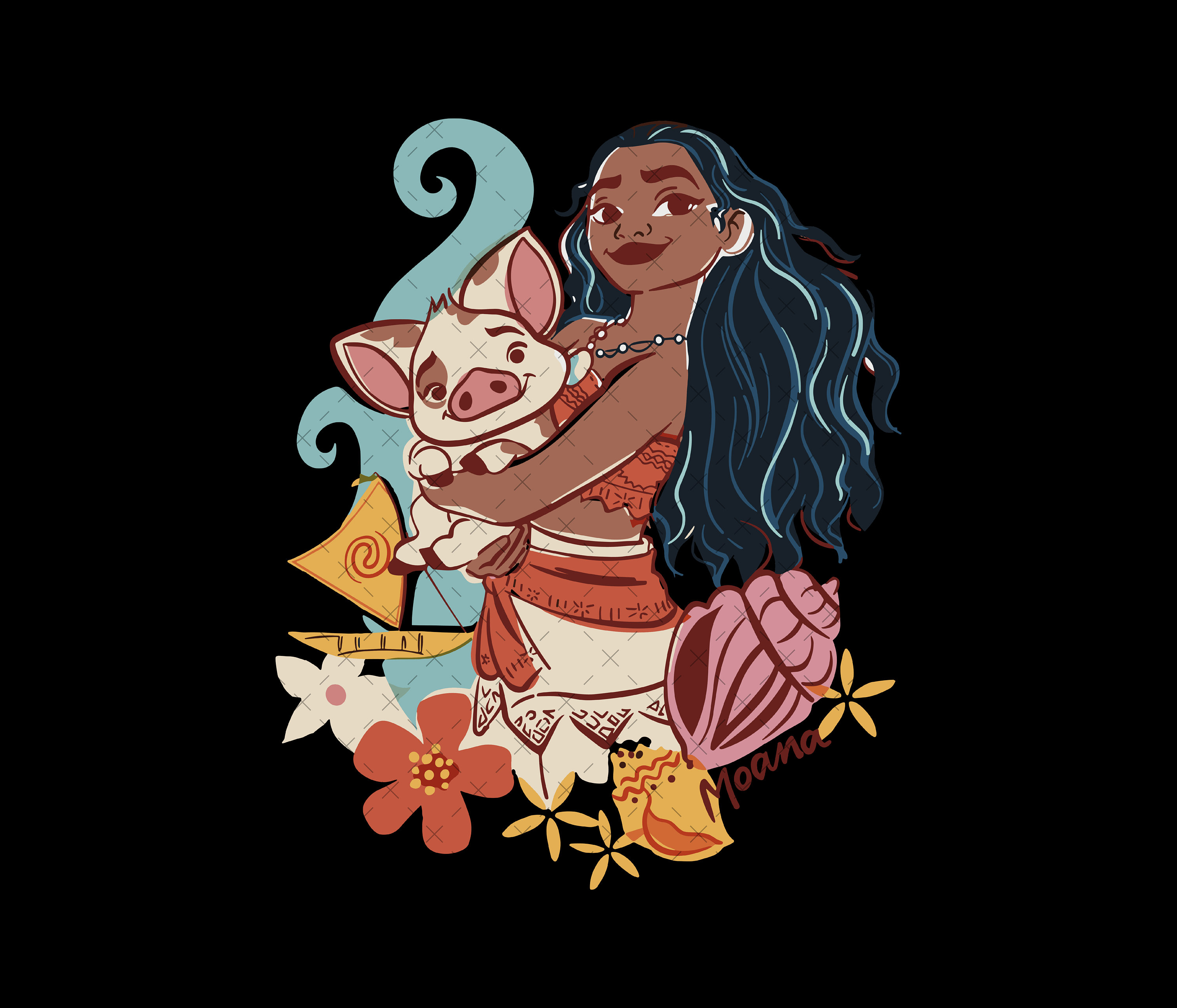 Retro Moana Pua and Heihei Png, Heihei Png, Pua Png, Retro Moana Png ...